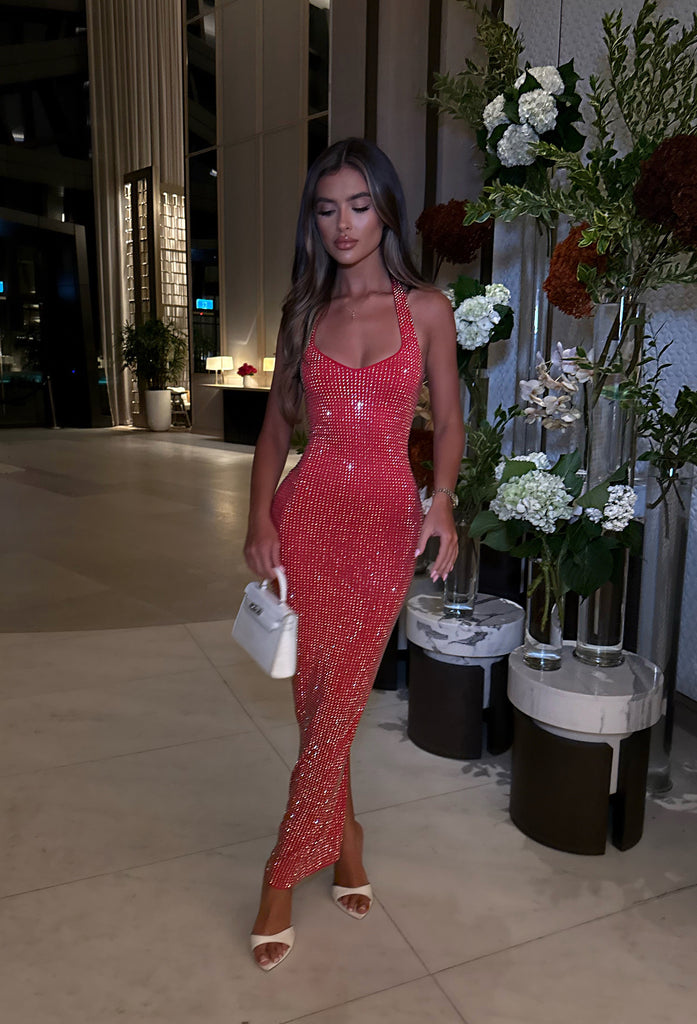 Maria Diamanté Dress - Red – Sorelleuk
